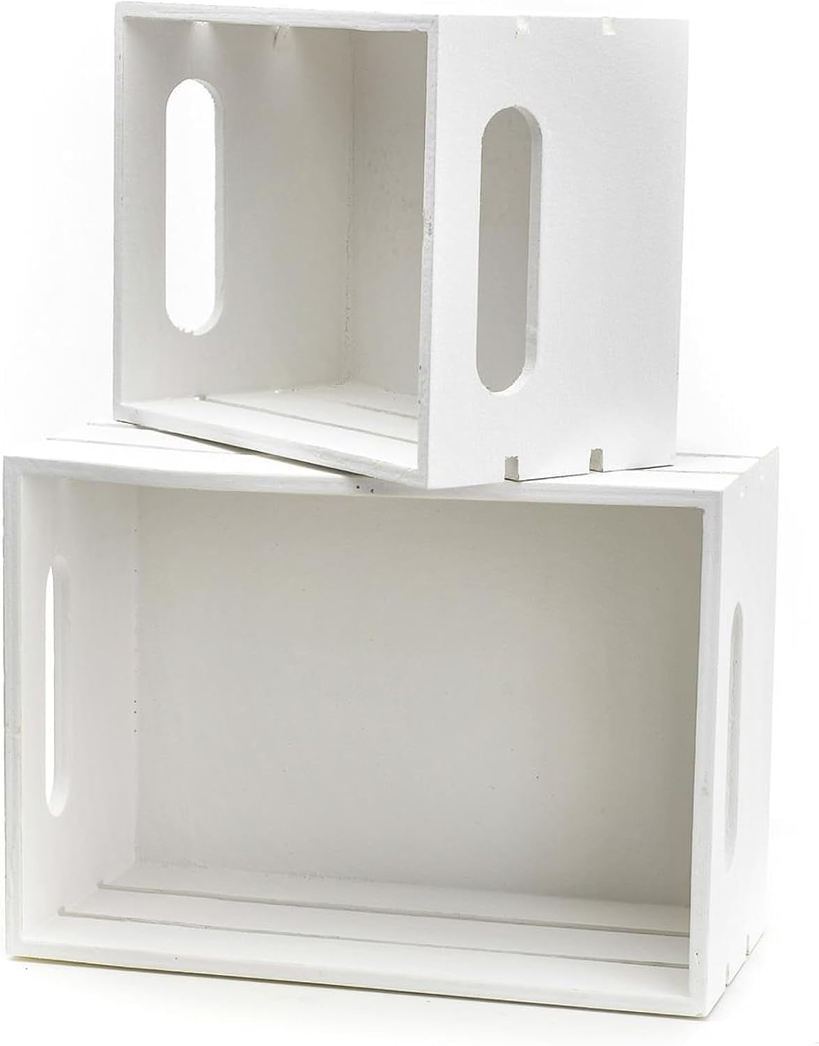 Nested Wooden Crates 2 Pack, Wood Crate White Finish, Wood crates for ...