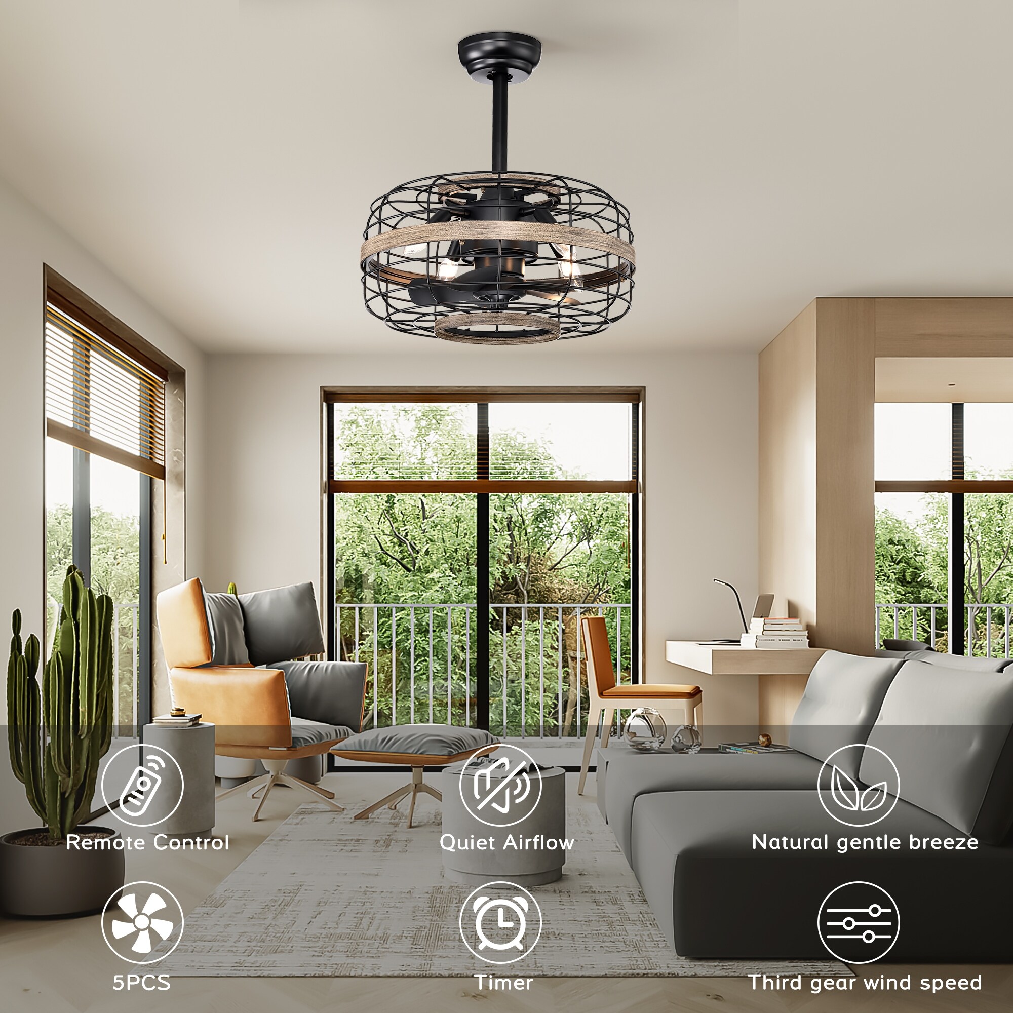 Nestfair Four Seasons Reversible Ceiling Fan with Remote Control and 3 ...