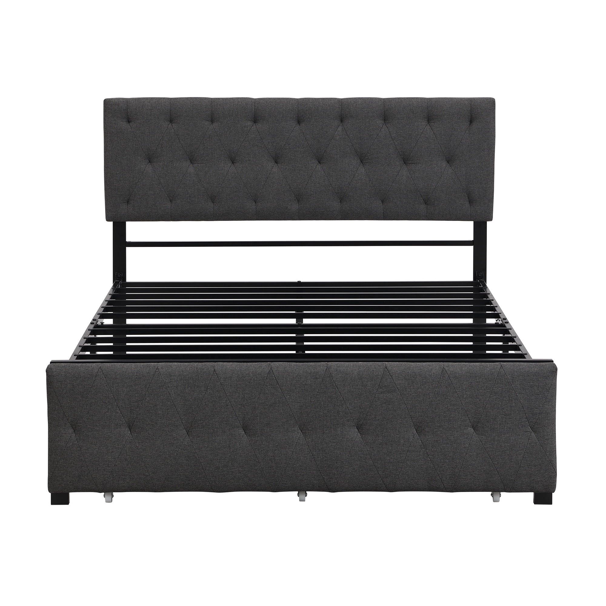 Nestfair Metal Storage Platform Bed with Big Drawer Grey Full - Walmart.com