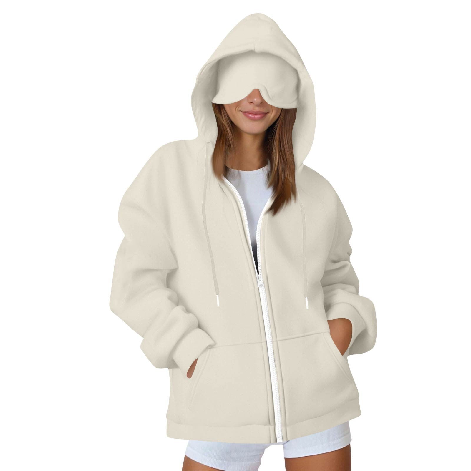 Hoodies with Eye Mask Built in, Airplane Mode Travel Hoodie with Hidden ...
