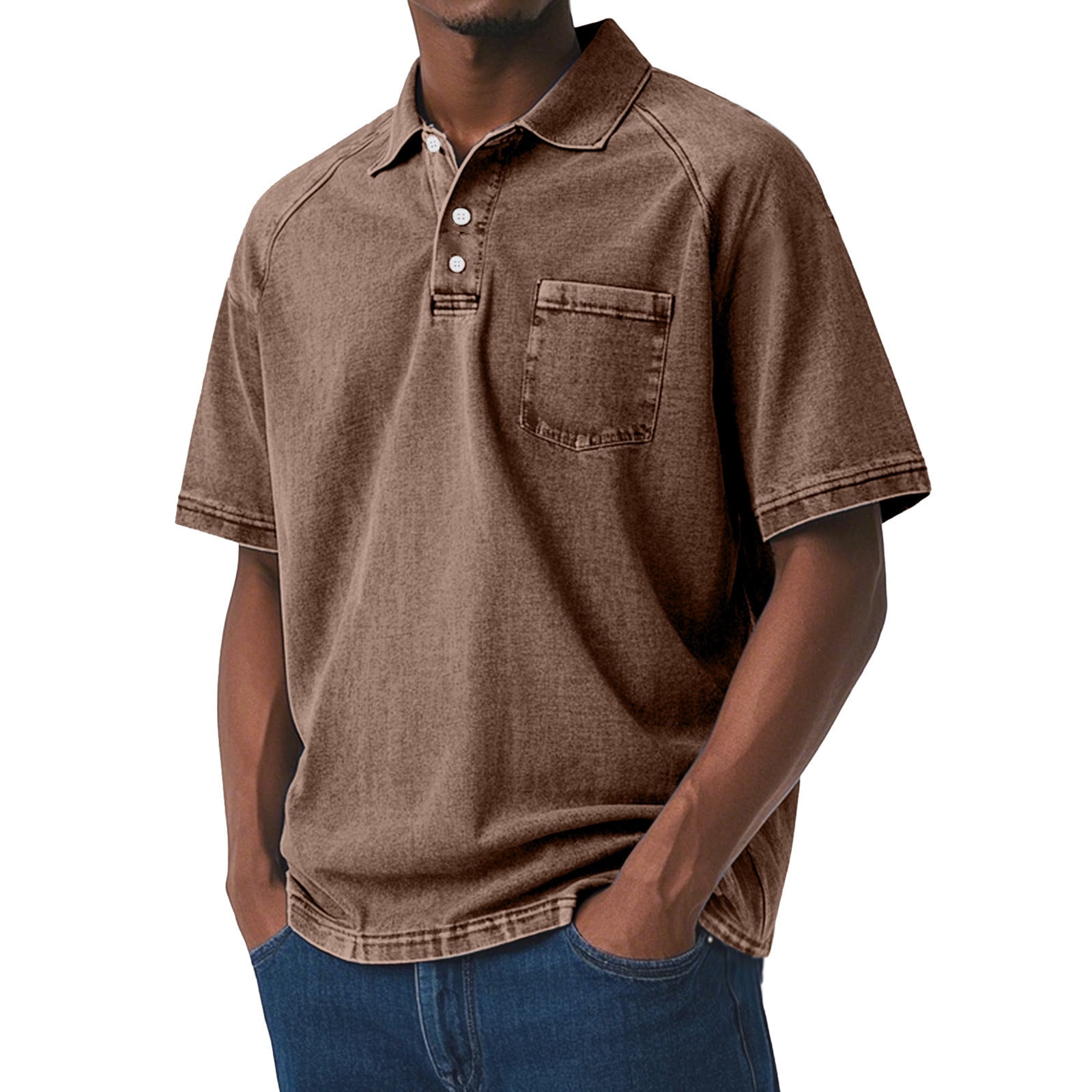 Nestiefly Lightweight Polo Shirts for Men Short Sleeve Oversized Button ...