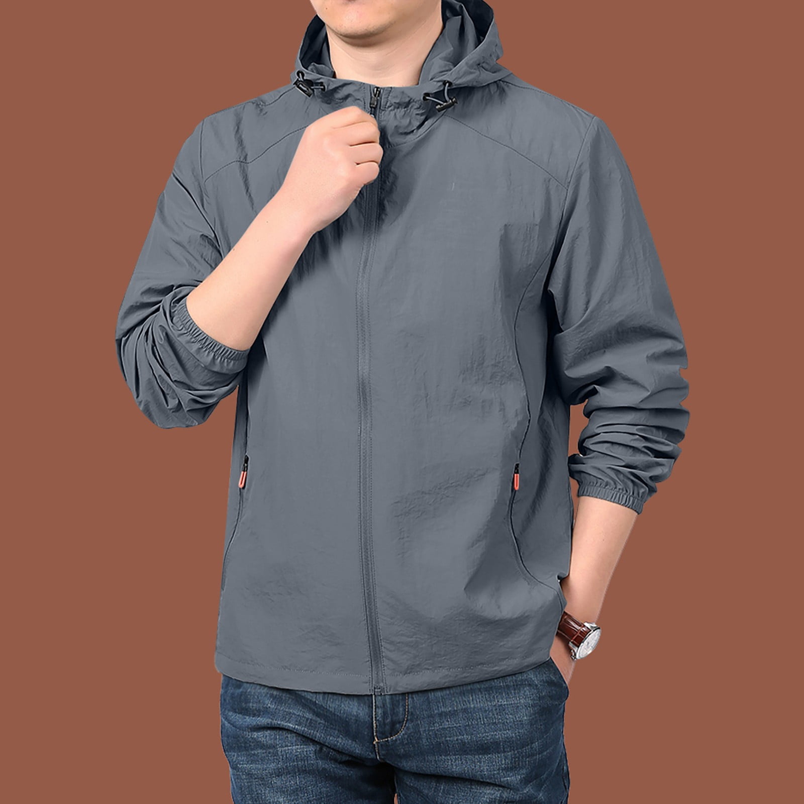 Nestiefly Men's Rain Jacket Waterproof Raincoat Lightweight Rain Shell ...