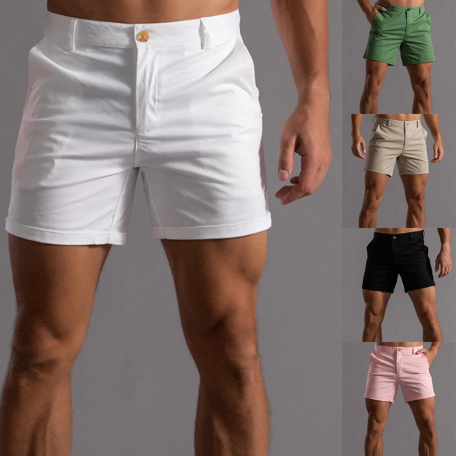 Nestiefly Mens 5 Inch Inseam Shorts Tailored Above Knee Elastic Waist ...