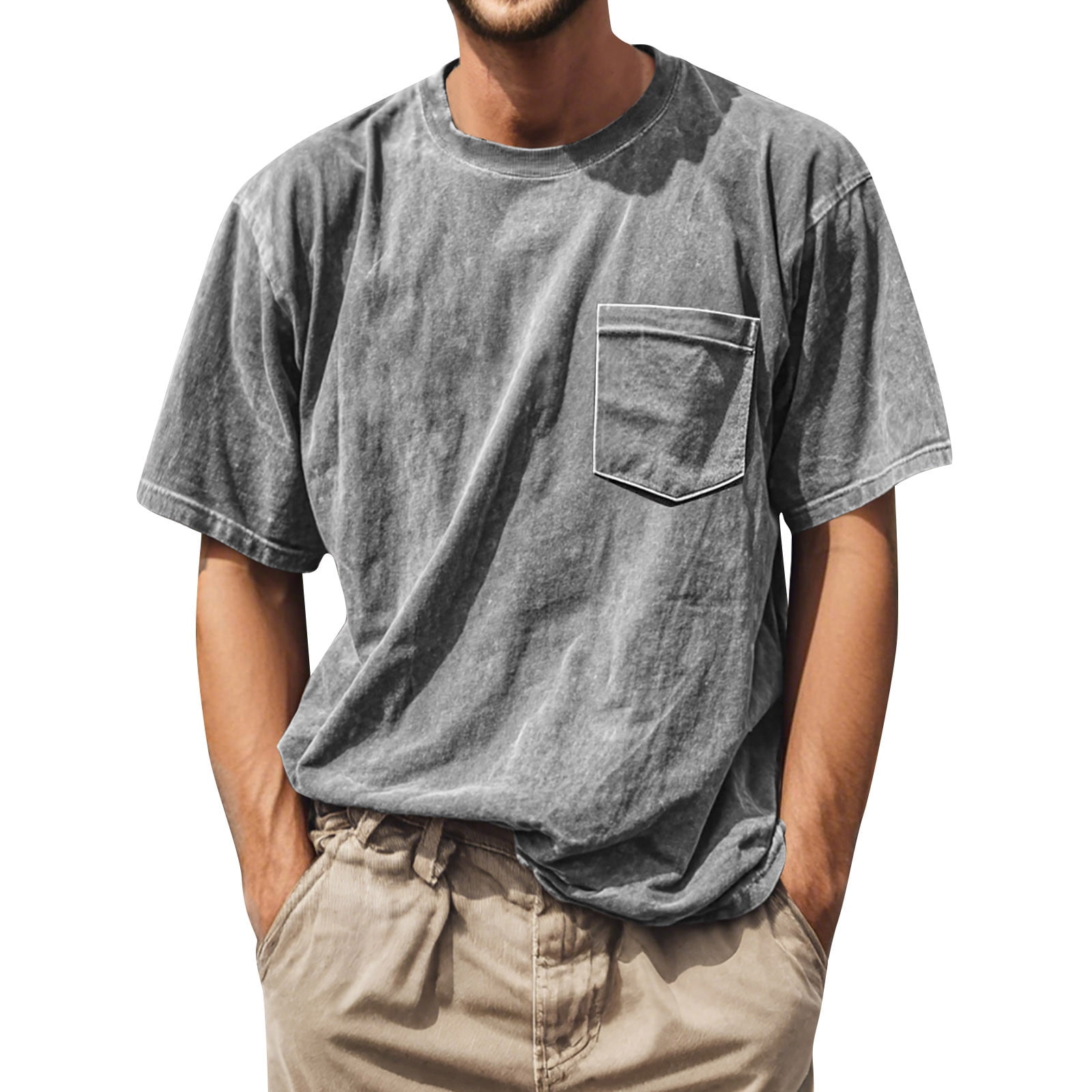 Nestiefly Oversized Shirts for Men Vintage Crew Neck Distressed Muscle ...