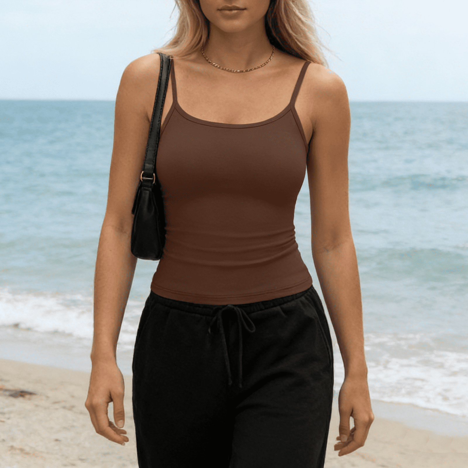 Nestiefly Tank Tops Womens Camisole Sleeveless Square Neck Spaghetti ...