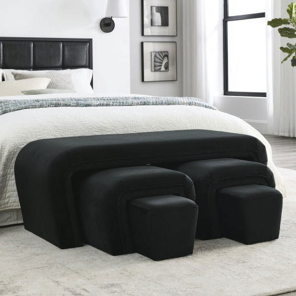 Nesting Bench 5 Piece Ottoman Bench Set Modern Contemporary Upholstered Velvet Arched Bench Ottoman Bench with 2 Small Stools and Footrest Arched Bench for Living Room Bedroom Blue Velvet Walmart