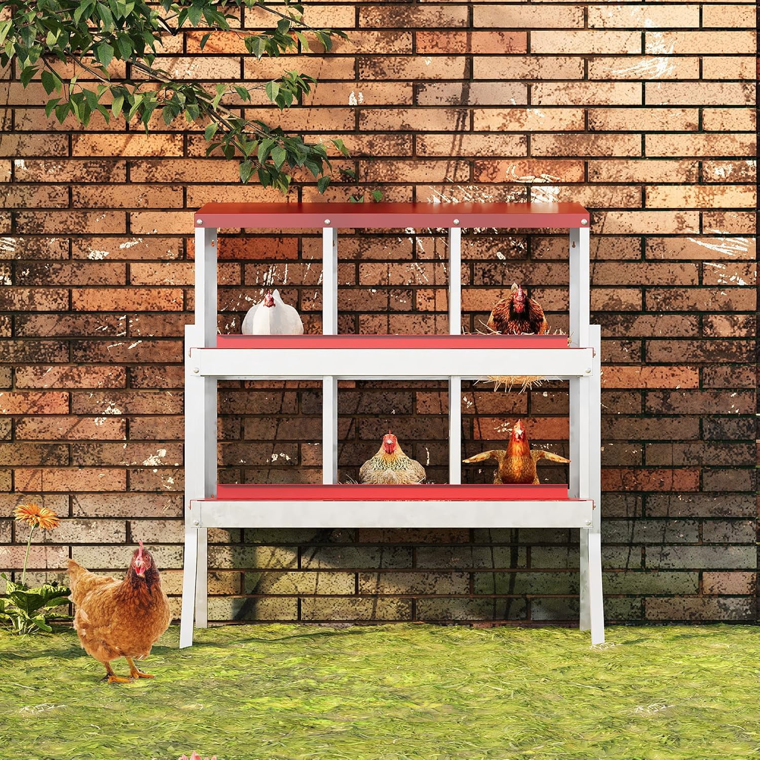 Nesting Boxes,6/8/10 Holes for Laying Eggs,Chicken Brooder Box,2 Layer ...