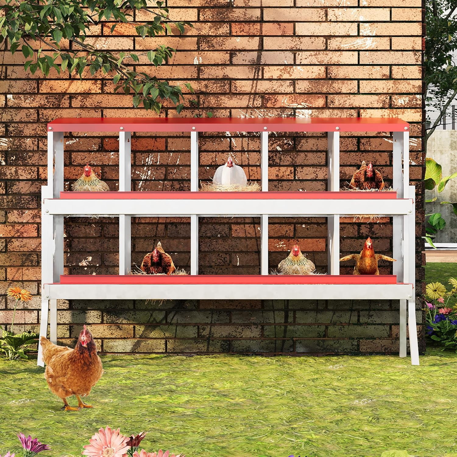 Nesting Boxes,6/8/10 Holes for Laying Eggs,Chicken Brooder Box,2 Layer ...