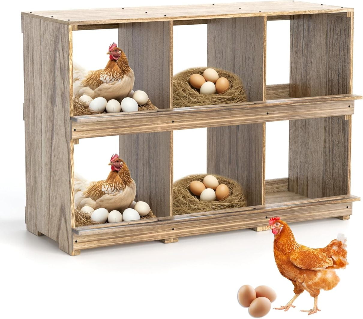 Nesting Boxes for Chickens Coop, Wooden Hens Nesting Eggs Laying Box ...