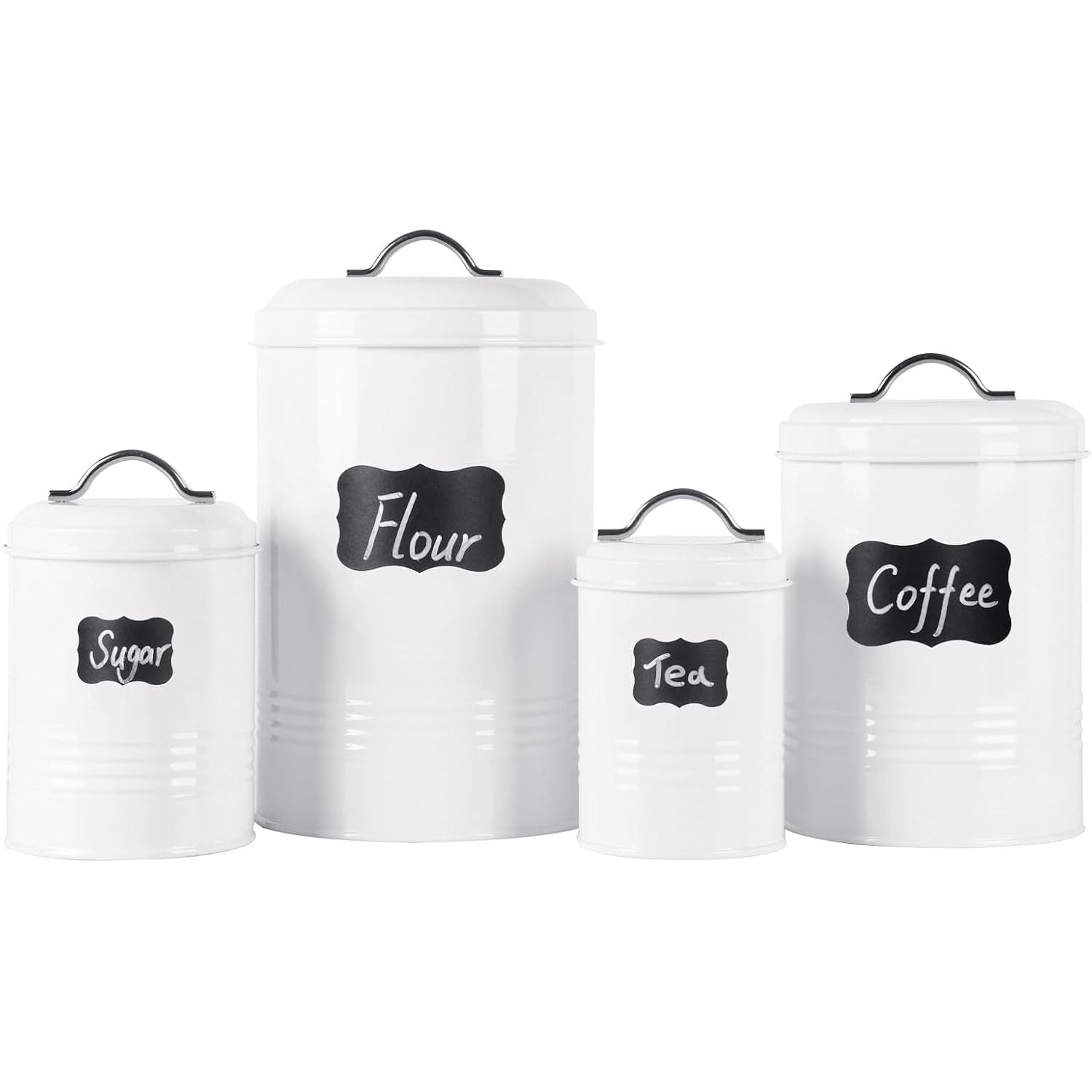 Nesting Canisters Sets for the Kitchen, Set of 4 Airtight White ...