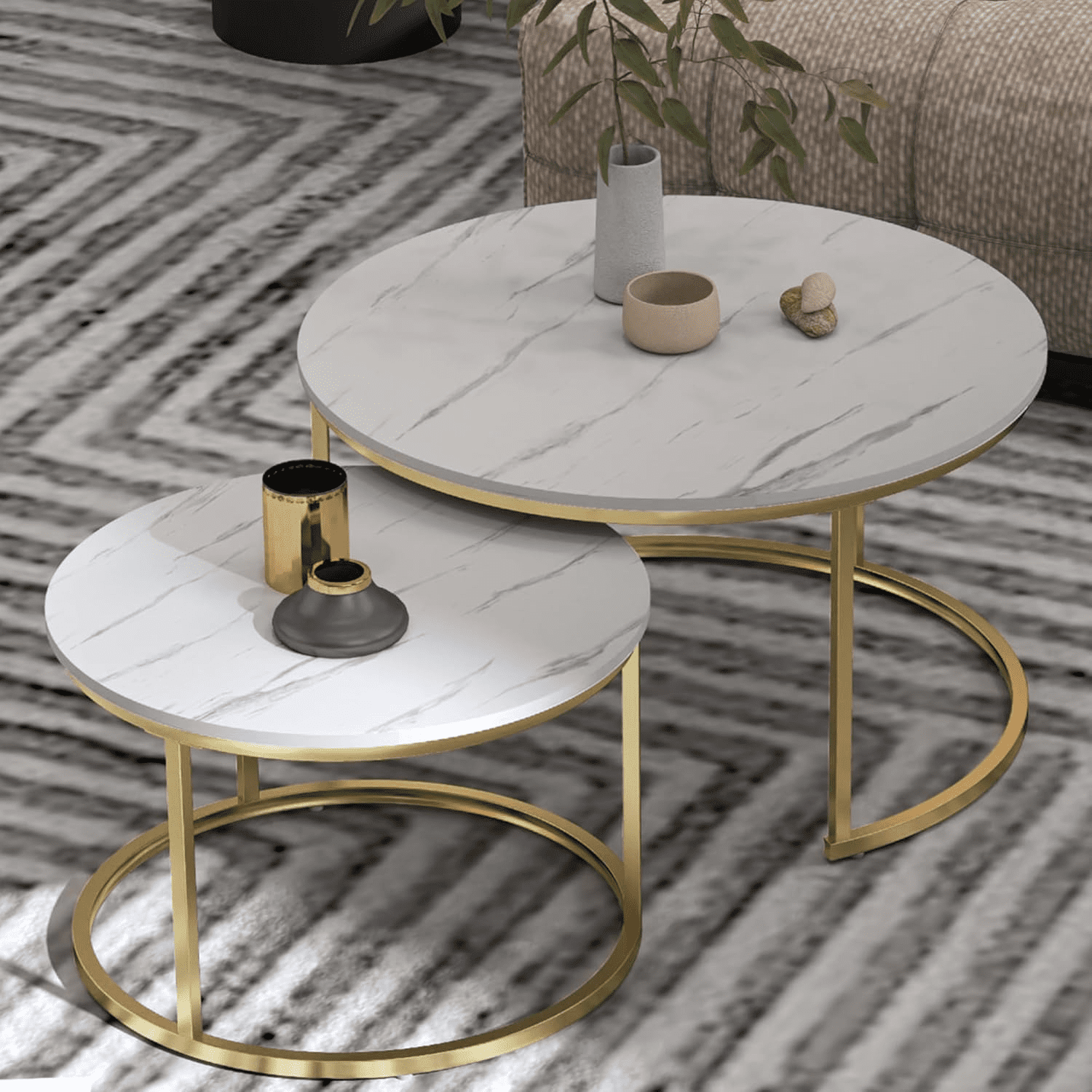 Nesting Coffee Table Round Nesting Coffee Tables with Tempered Glass ...