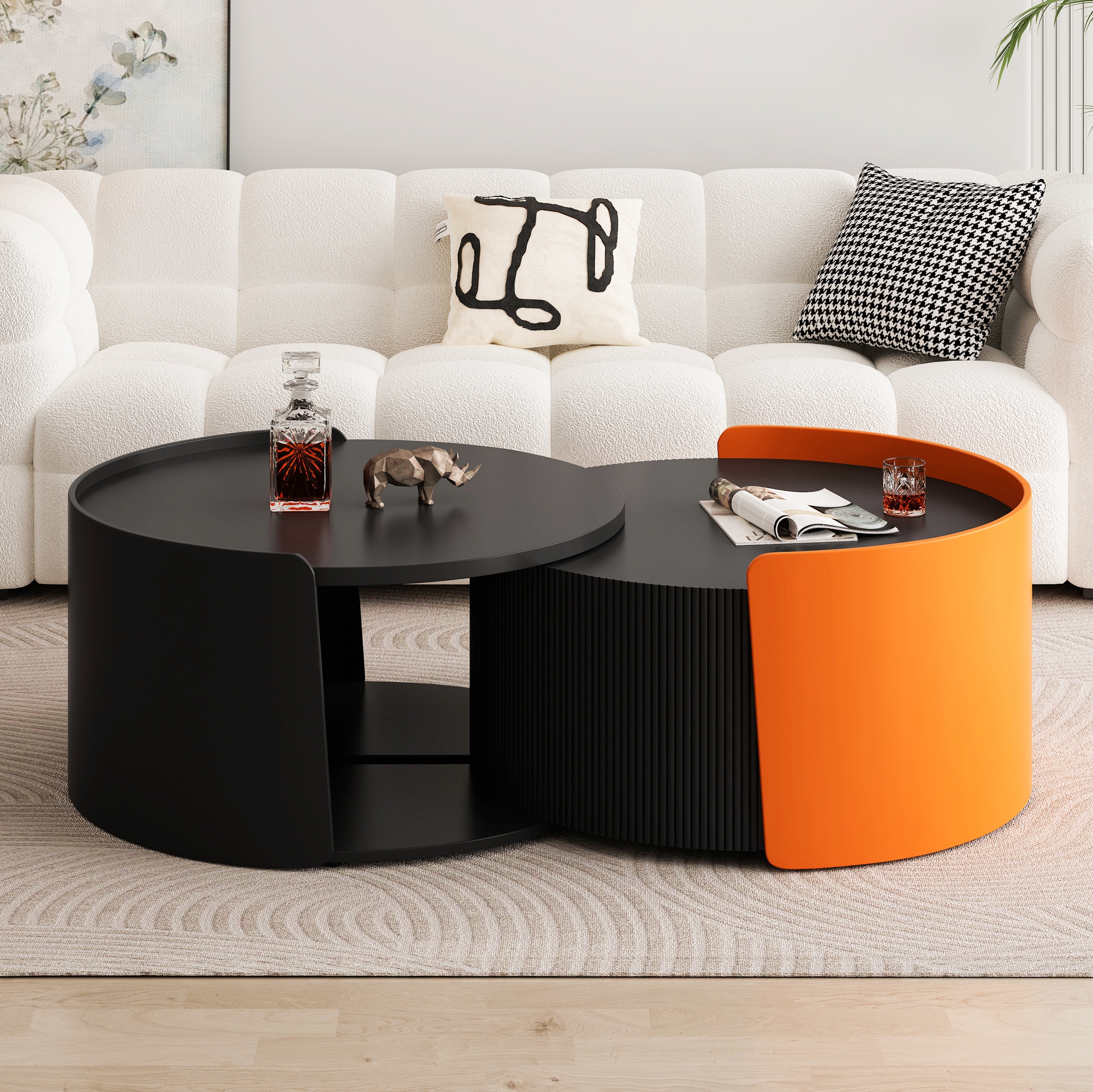 Nesting Coffee Table, Round Nesting Tables and End Tables for Small ...