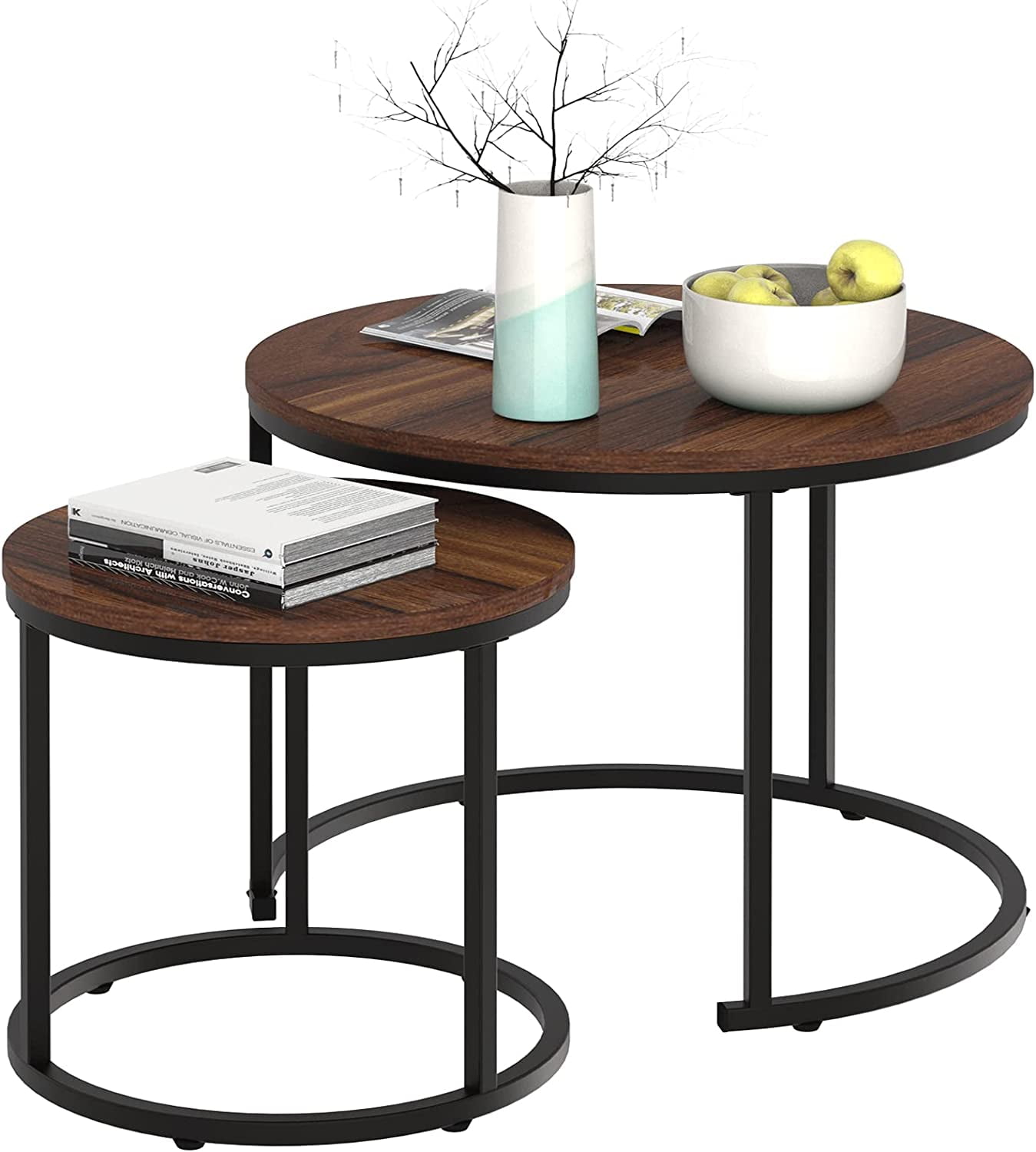 Nesting Coffee Table Rustic Brown 2 Sets for Small Place Engineered ...