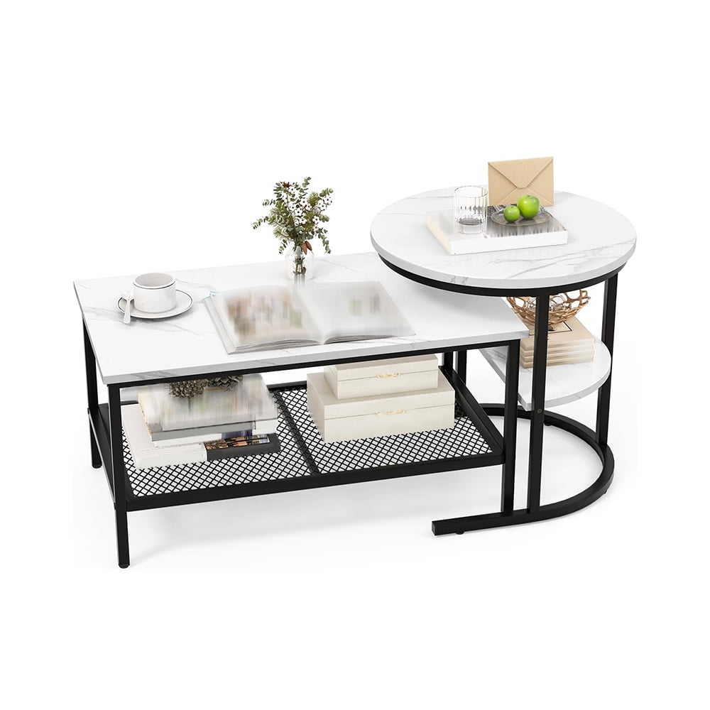 Nesting Coffee Table, Modern Nesting Tables with Marble Top and Extra ...