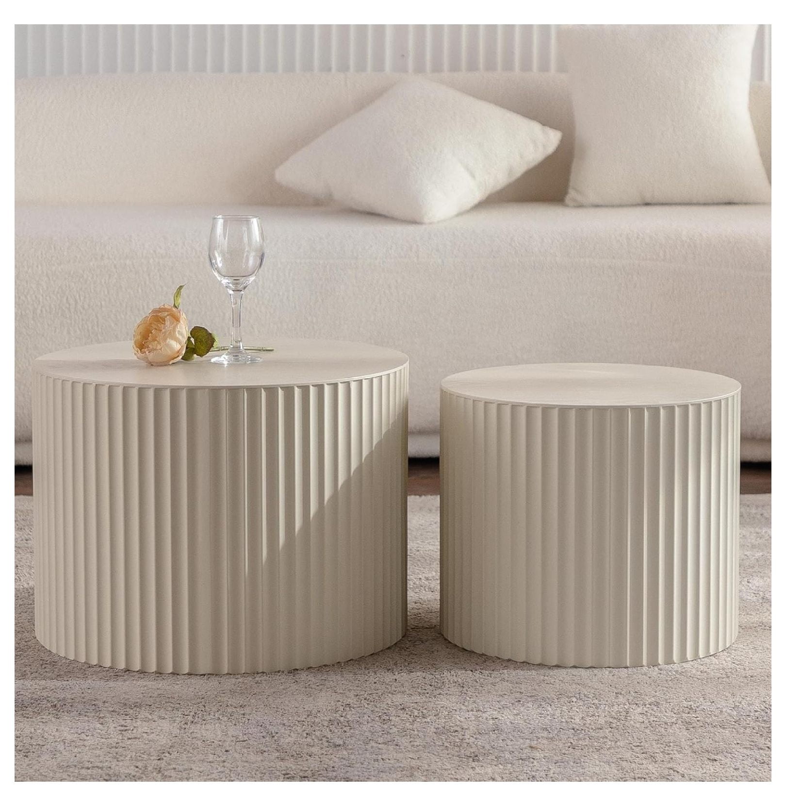 Nesting Coffee Table Set of 2 Circle CoffeeTable Modern NestingTables ...
