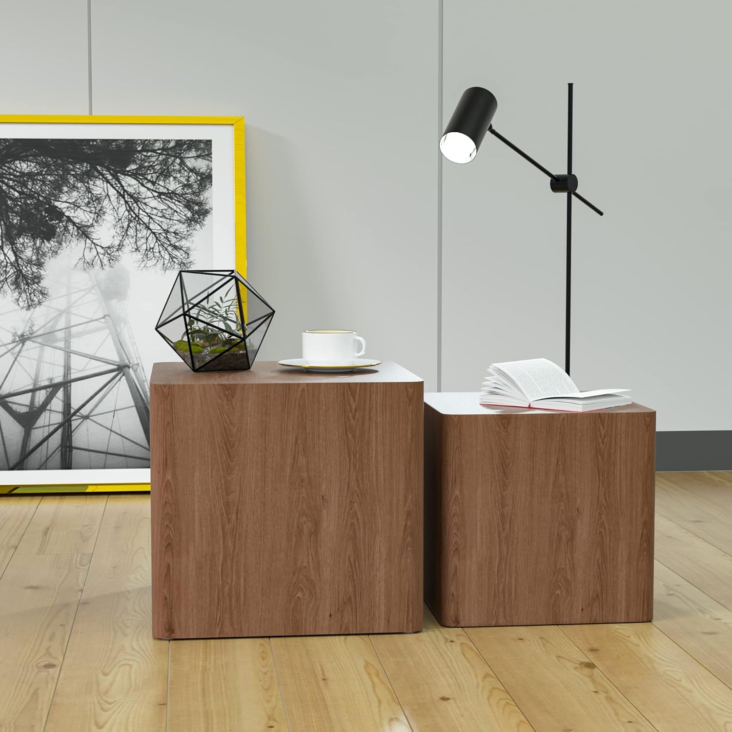 Nesting Coffee Table Set of 2, Modern Nesting Coffee and End Table Set ...