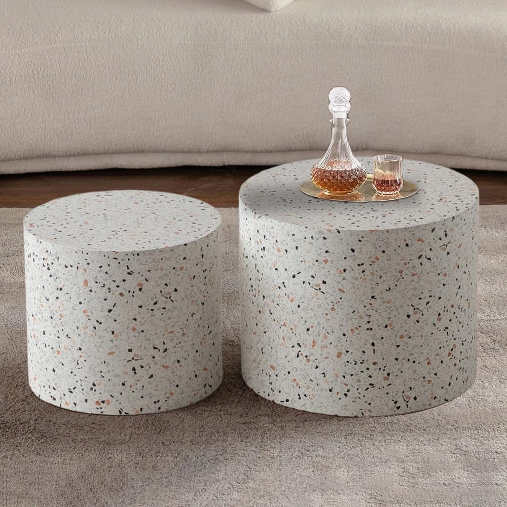 Nesting Coffee Table Set Modern Fluted Coffee Tables for Living Room ...