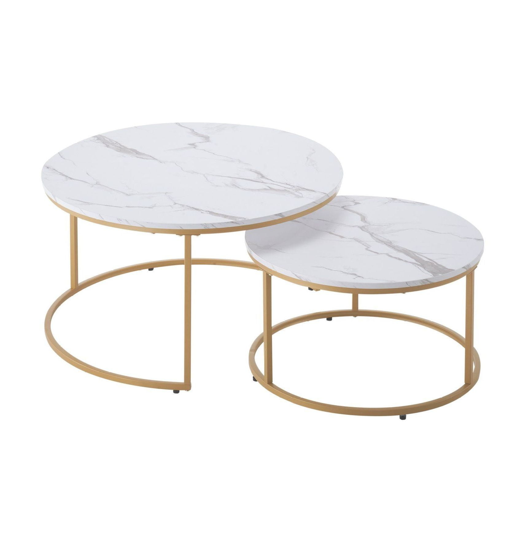 Nesting Coffee Table Set of 2, 31.5'' Round Tables, Living Room End ...