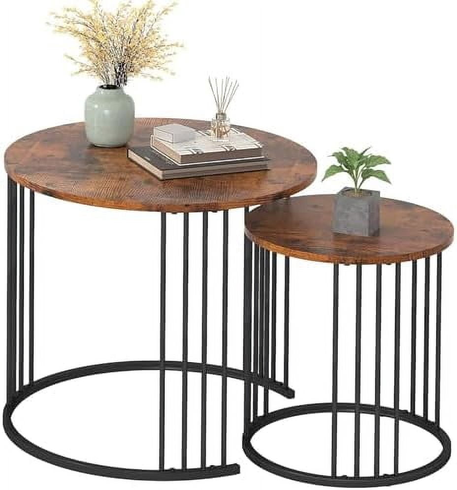 Nesting Coffee Table Set of 2, Round Table, Modern End Side Table Night ...