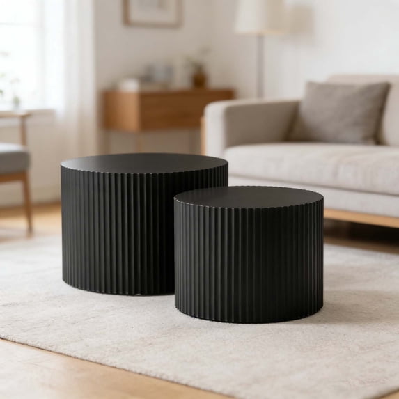 Nesting Coffee Table Set of 2 Versatile Round Nesting Tables for Living ...