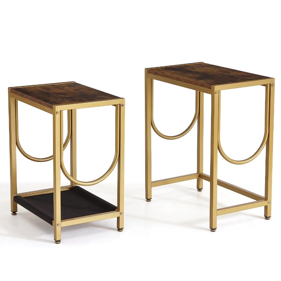 Nesting Coffee Table, Side Table with Wooden Tabletop and Sturdy Metal ...