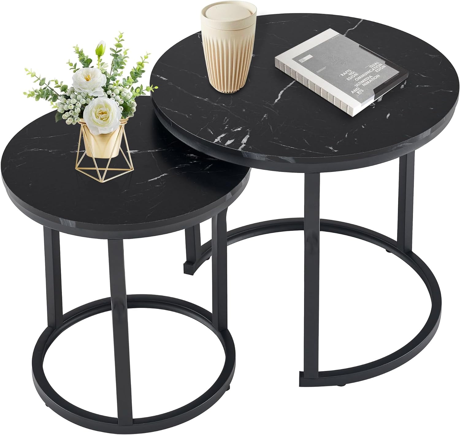 Nesting Coffee Tables, Round Nesting Tables Set of 2, End Tables ...
