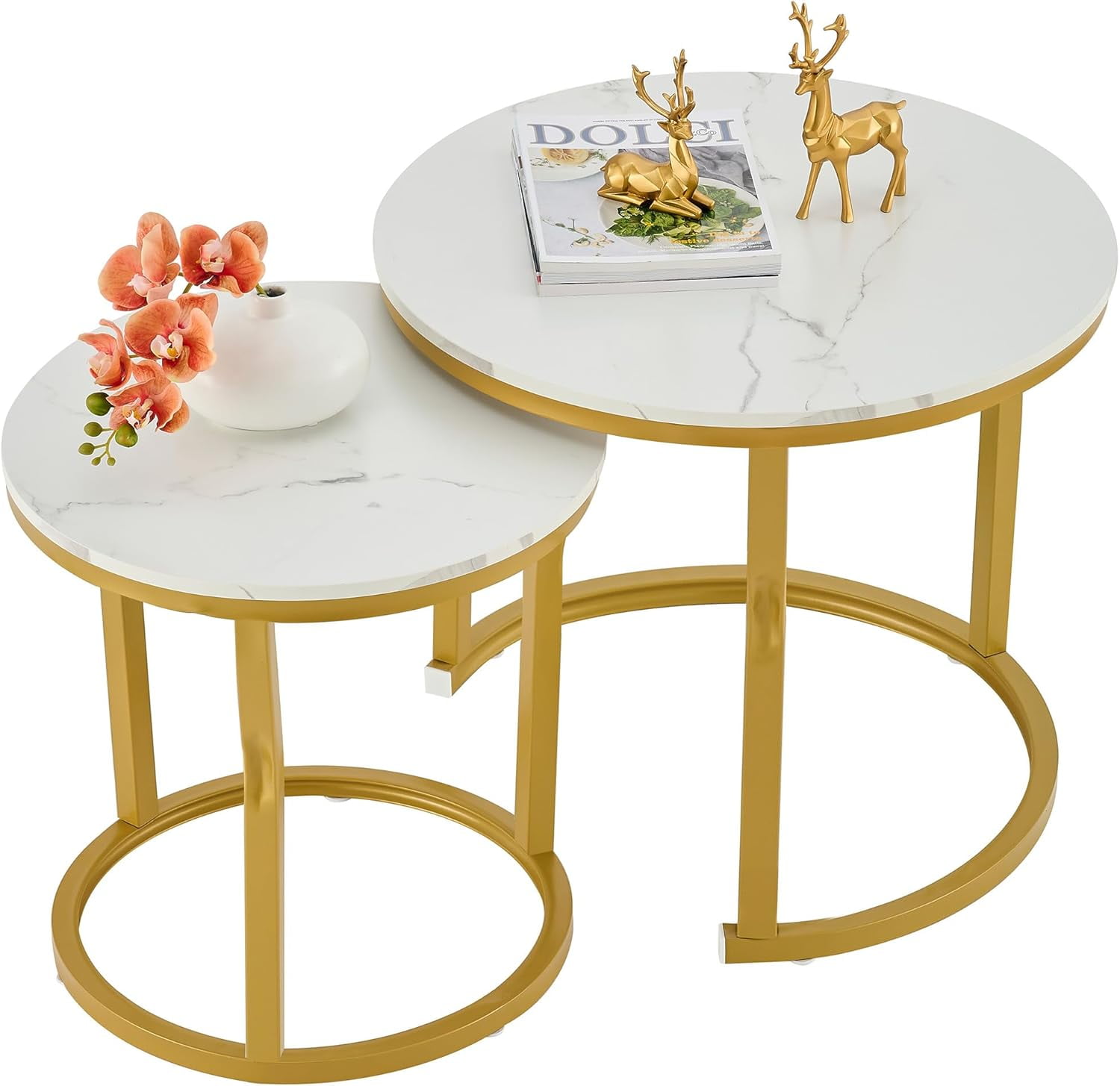 Nesting Coffee Tables, Round Nesting Tables Set of 2, End Tables ...