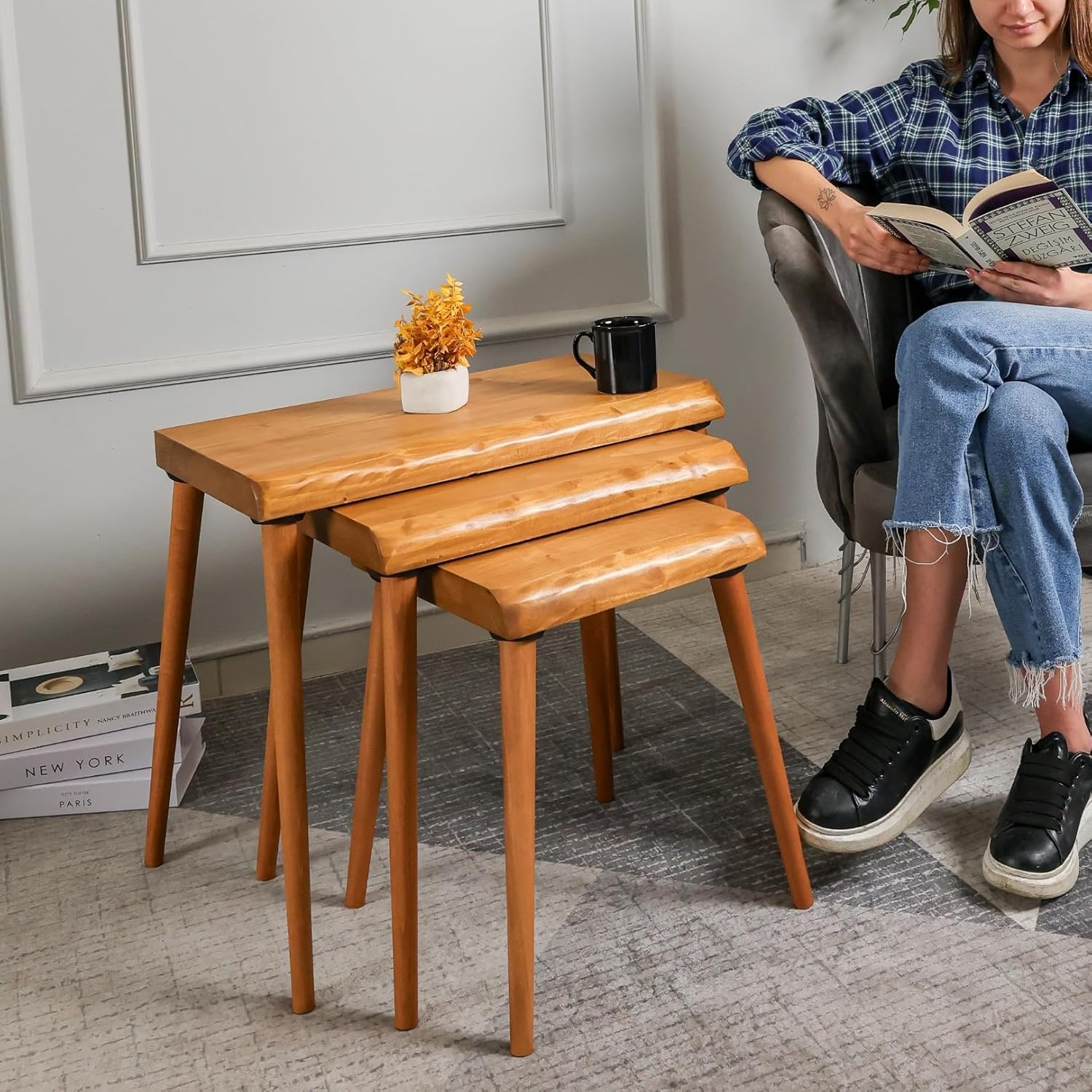 Nesting Coffee Tables Set of 3 – Mid-Century Modern, Handmade Solid ...