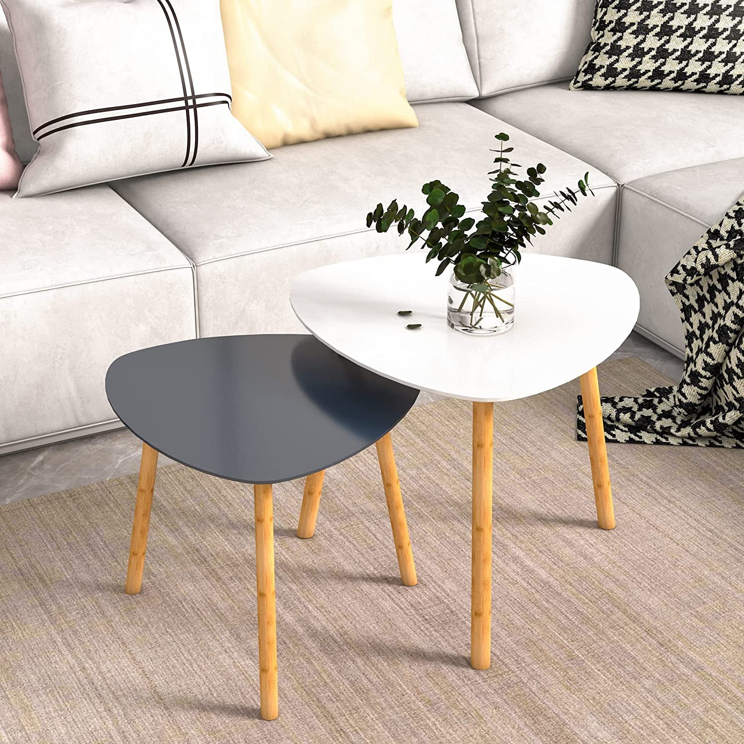 Nesting Coffee Tables - Small Coffee Table for Living Room, Set of 2 ...