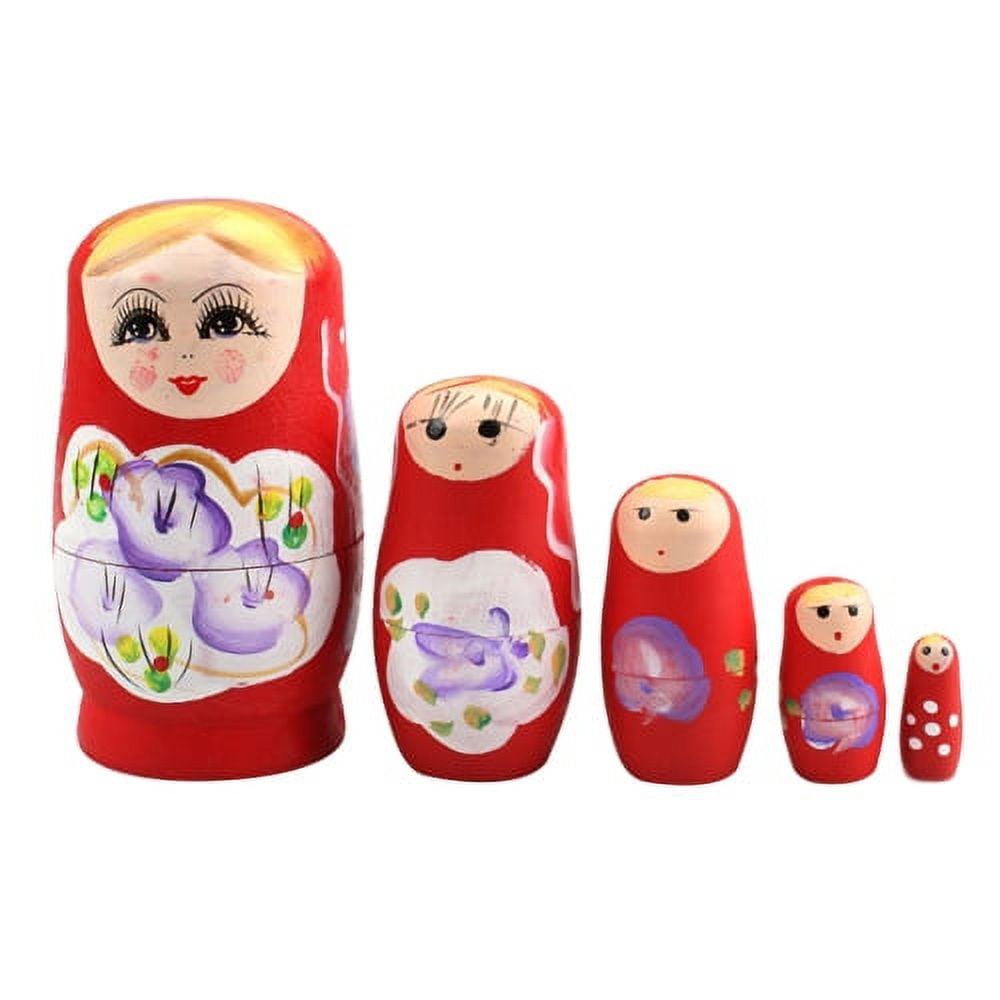 Nesting Dolls 5pcs Handmade Russian Wooden Matryoshka Dolls Cute ...