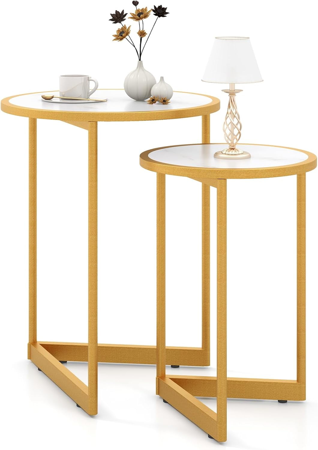 Nesting End Tables Set of 2, Round Stacking Side Table, Modern Nesting ...