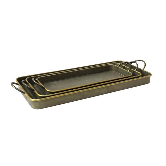 Nesting Galvanized Metal & Gold Serving Trays - Set of 3 - Walmart.com