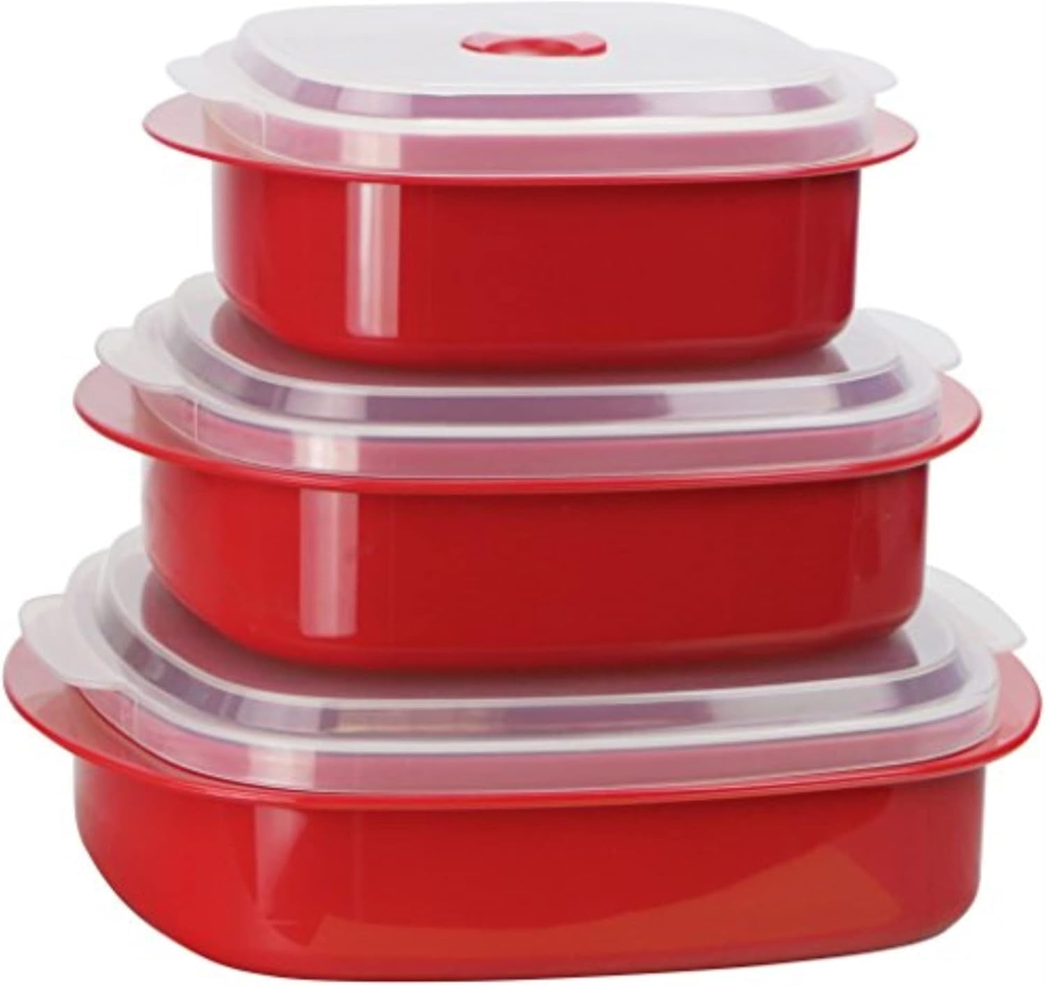 Nesting Microwave Containers, Set of 3, Adjustable Steam Vents ...
