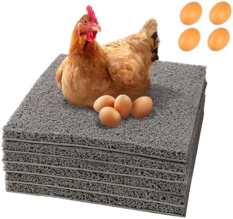 Nesting Pads for Chicken Coop, 6 Pack (12" x 12") with Wooden Fake Eggs ...