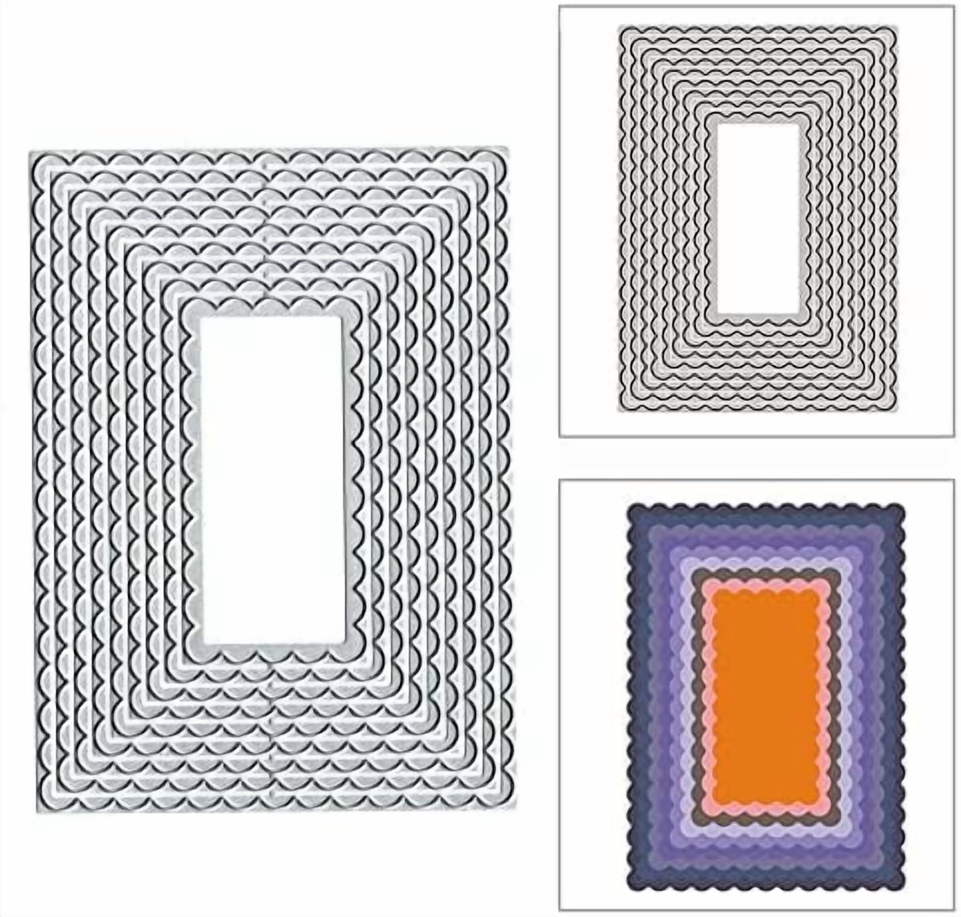 Nesting Scalloped Rectangles Metal Die Cuts,Spring Square Frame Cutting ...