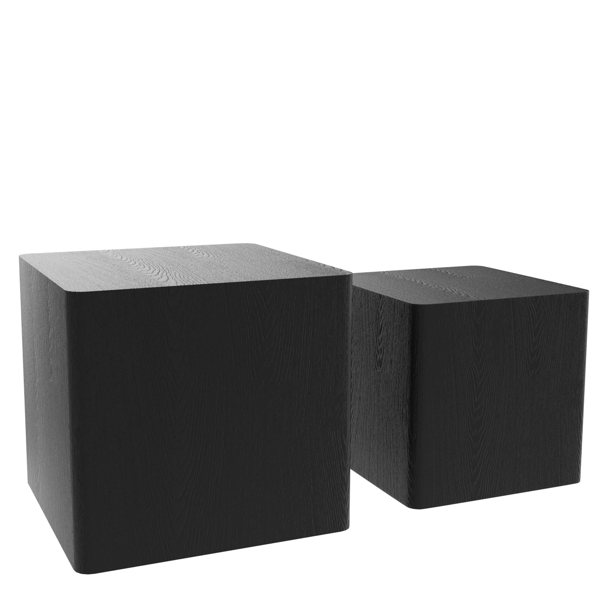 Nesting Table Set of 2, Black Nesting Coffee Tables Wooden Modern ...