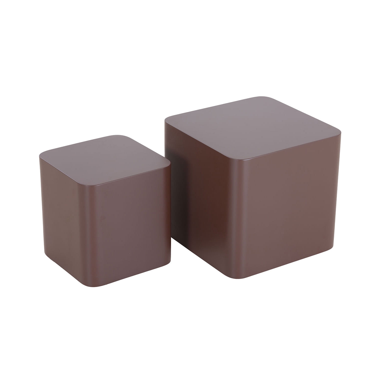 Nesting Table Set of 2, Dark Brown Nesting Coffee Tables Wooden Modern ...