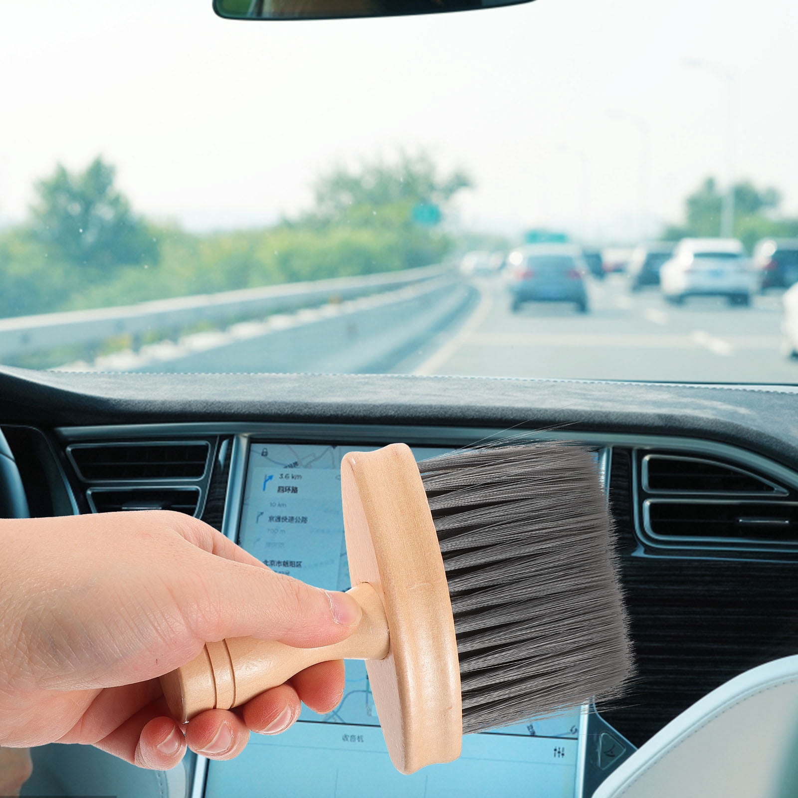 Nestingho Auto Interior Dusting Brush Beige Wood 1Set - Walmart.com