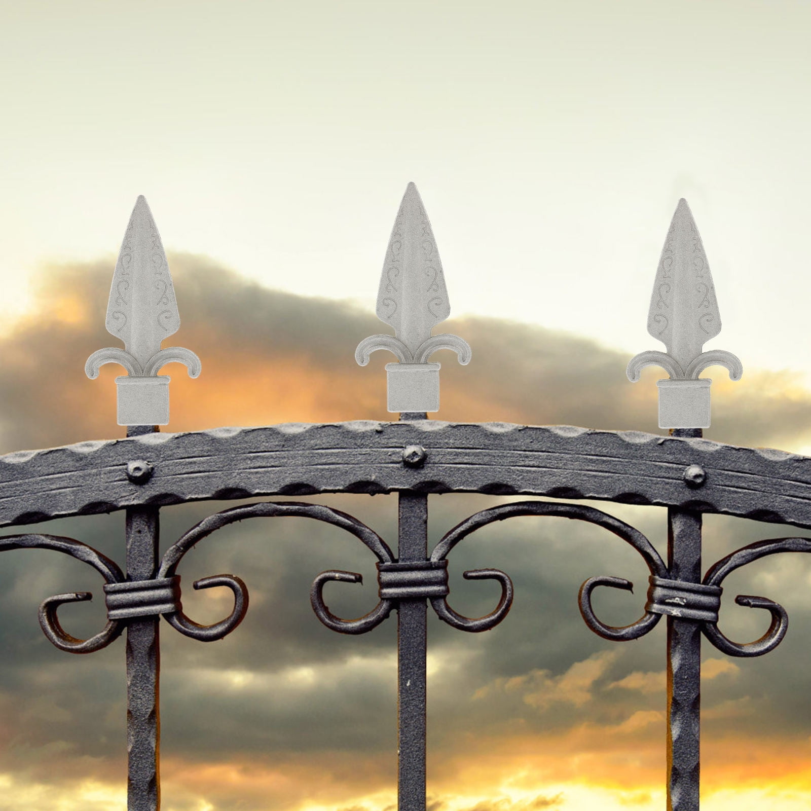 Nestingho 10Pcs Galvanized Aluminum Fence Finials Elegant Curve Design ...