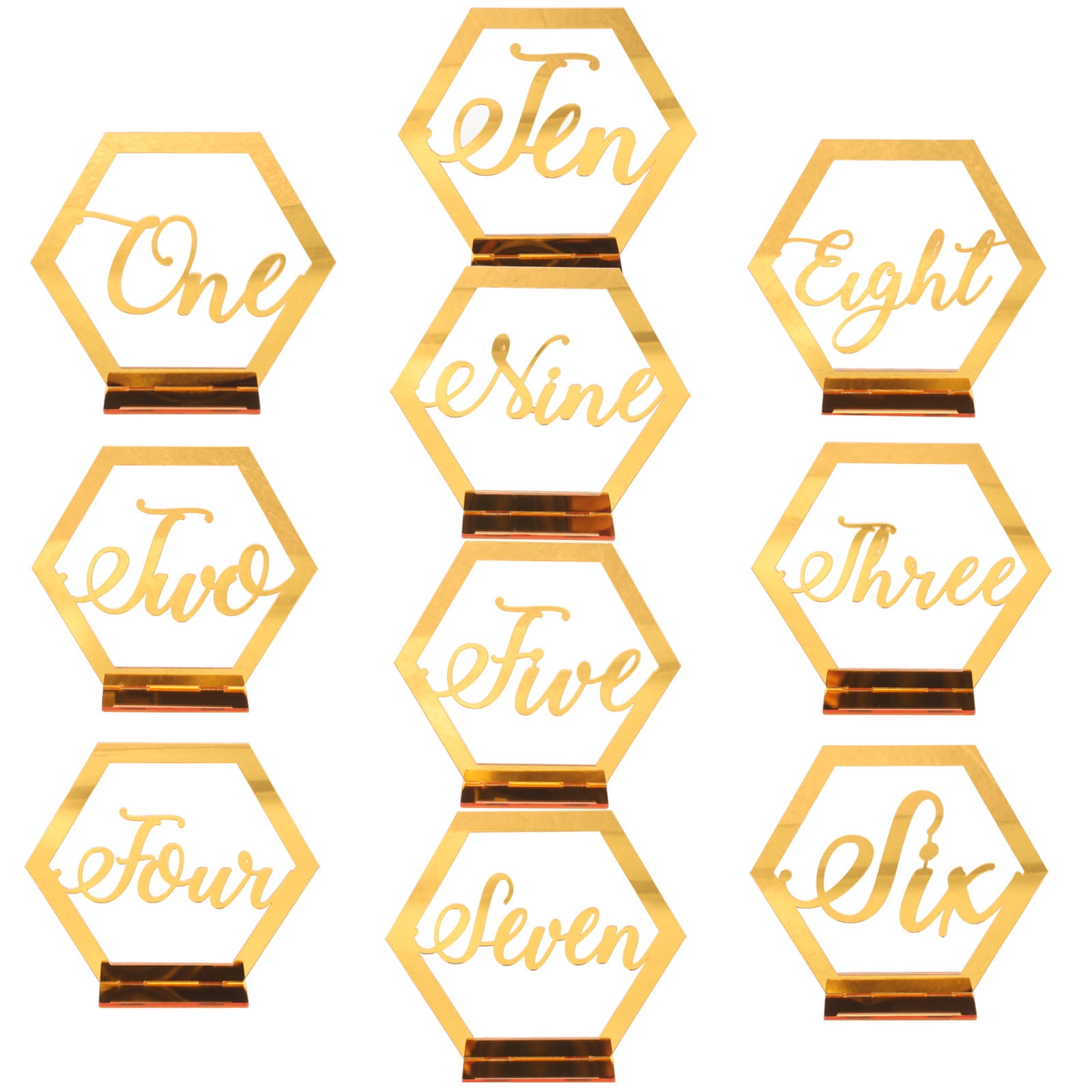 Nestingho 10Pcs Golden Acrylic Table Signs for Wedding and Banquet ...