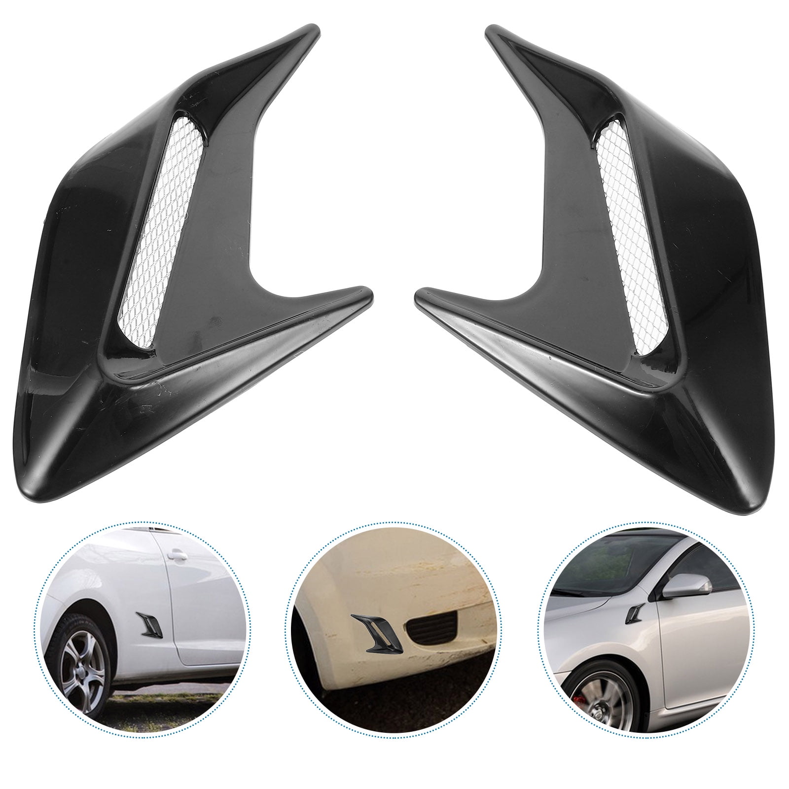 Nestingho 2Set Car Front Hood Decal Stickers Shark Shape Black Abs ...