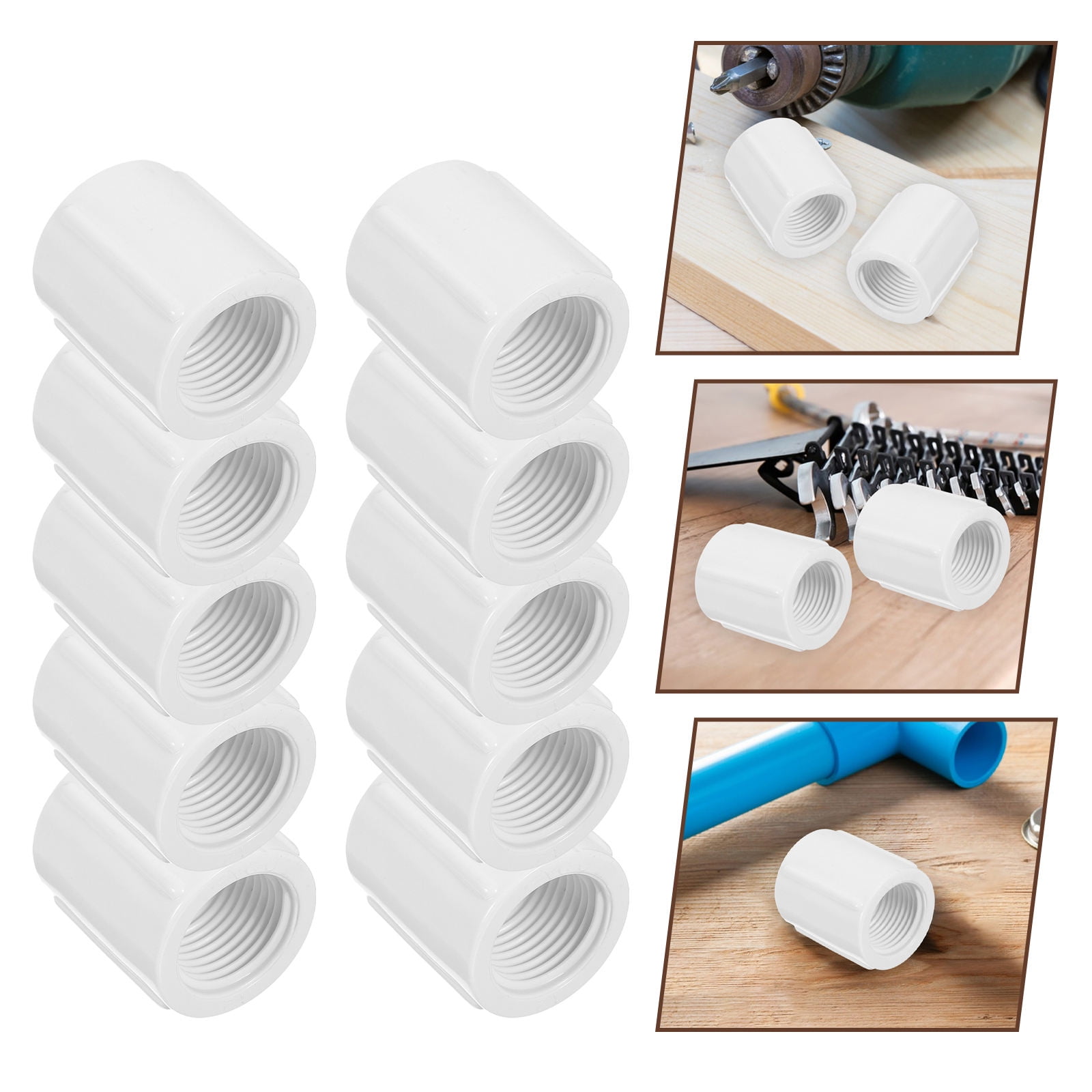 Nestingho PVC Water Pipe Fittings 20Set Cylindrical Threaded Connectors ...
