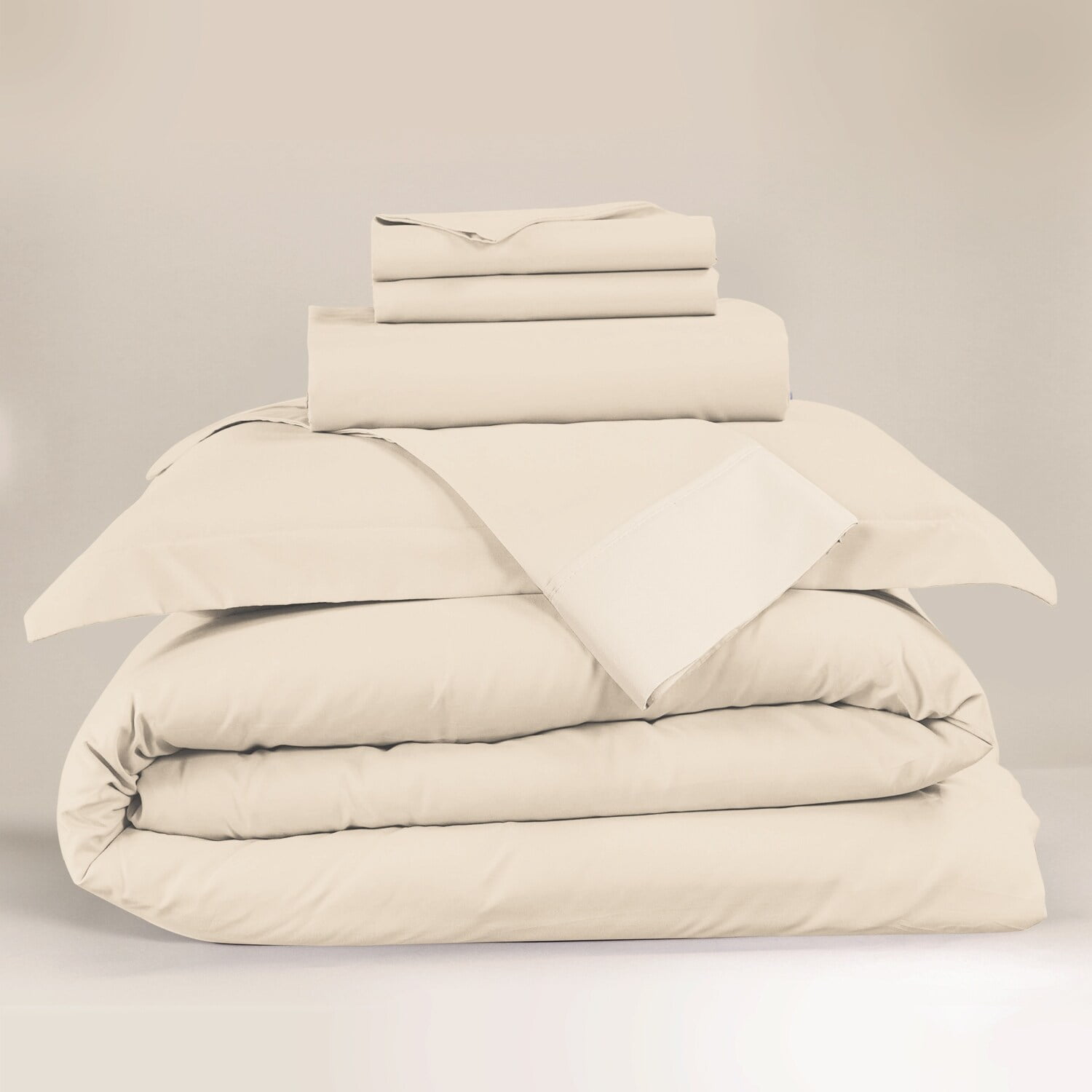 Nestl 1000TC Cotton Blend 6-Piece Duvet Cover and Sheet Set Beige Cream ...