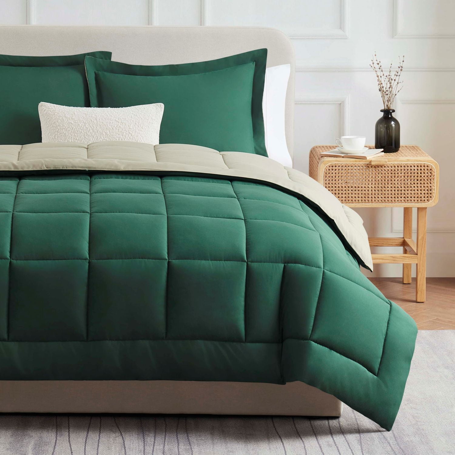 Nestl Full Size Comforter Set, 3 Piece Bedding, Reversible Down ...