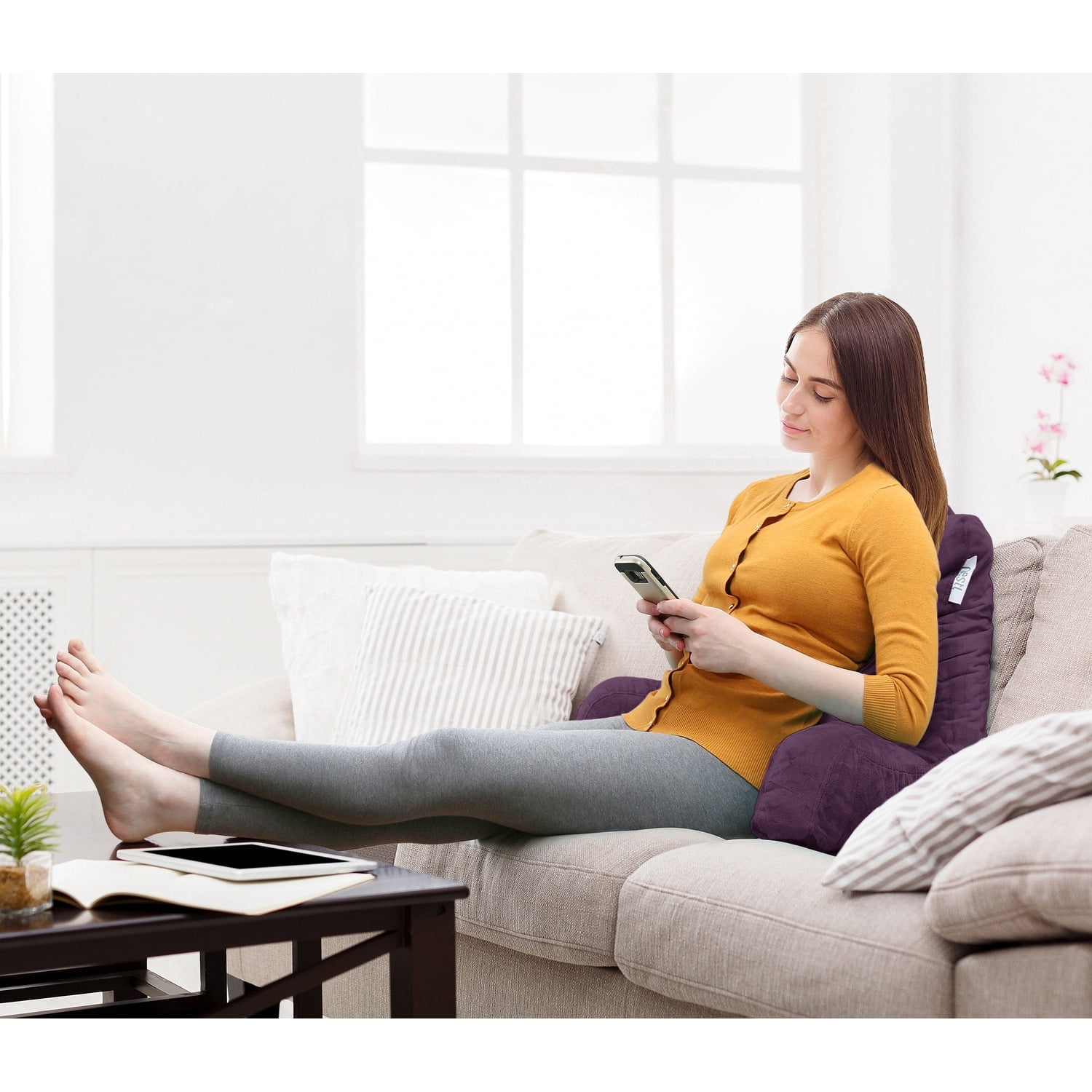 Nestl Backrest Reading Pillow with Arms - Shredded Memory Foam Back ...