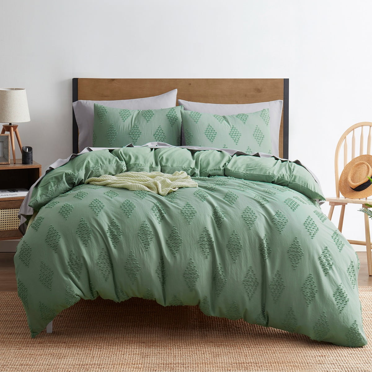 Nestl Boho 3 Piece Duvet Cover Set, Tufted Embroidery King & Twin Size ...