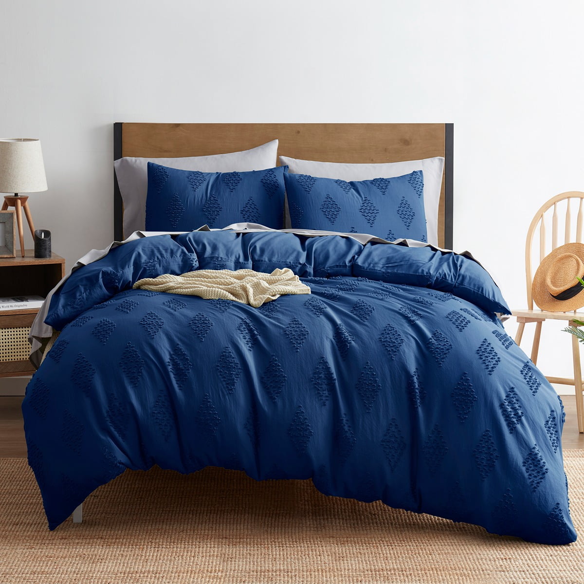 Nestl Boho 3 Piece Duvet Cover Set, Tufted Embroidery Double Brushed ...