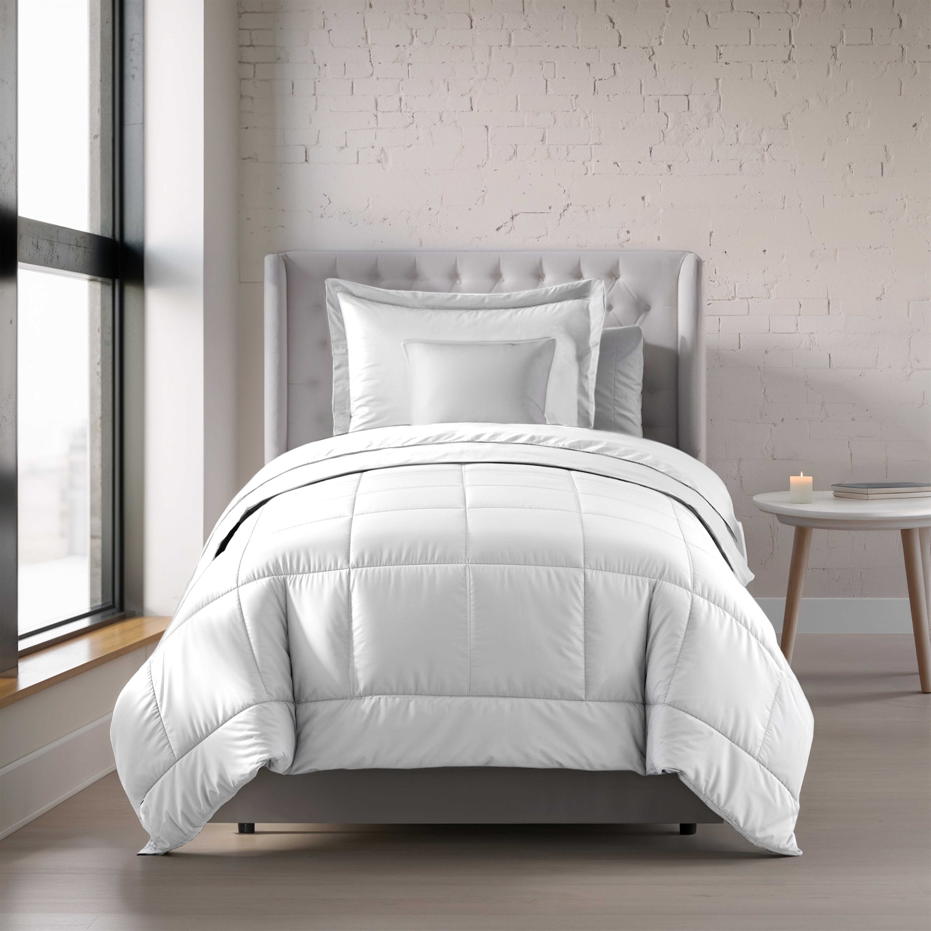 "Nestl Twin XL Comforter, Quilted Down Alternative Bedding, White, 68 ...