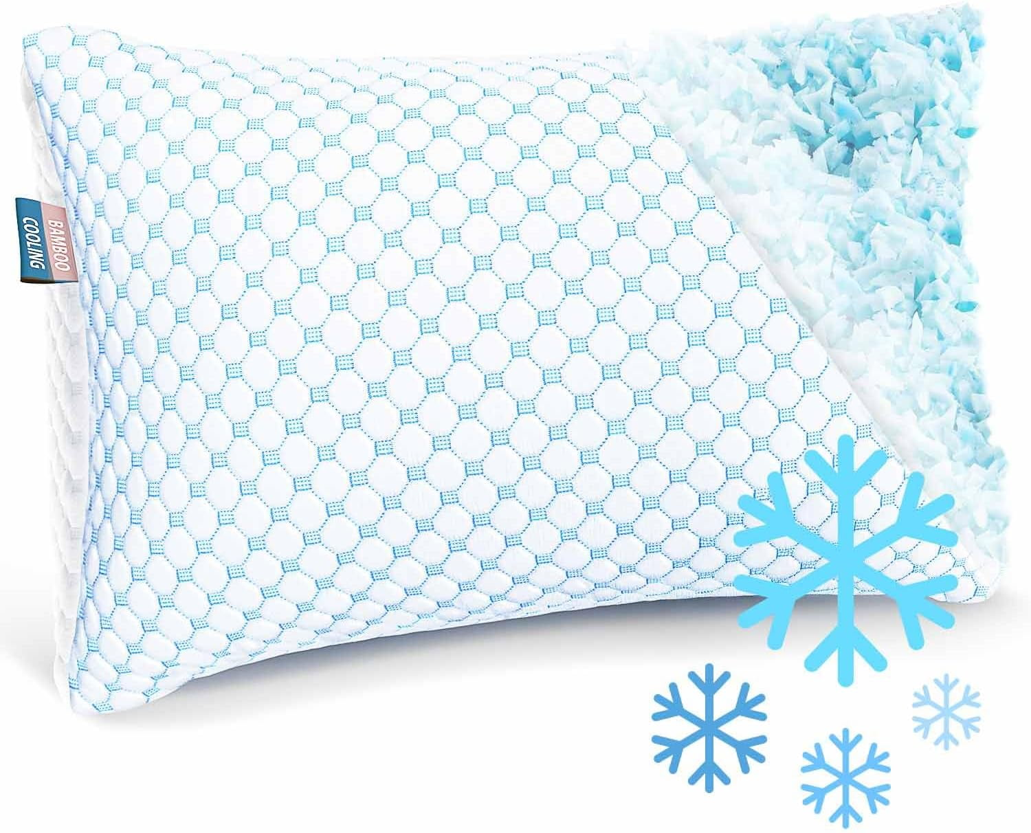 Nestl Cooling Pillow for Sleeping 1 Pack, Luxury Shredded Memory Foam ...
