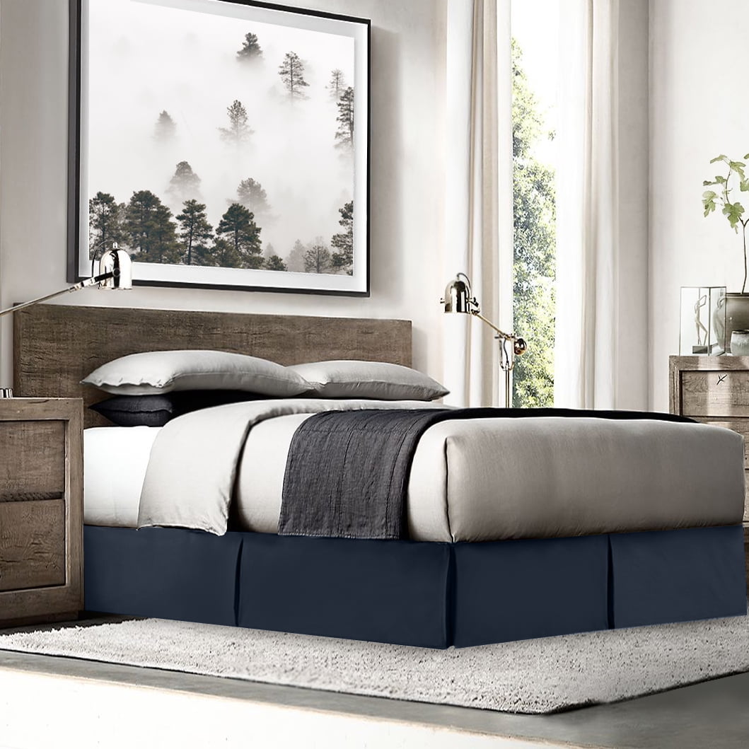 Nestl Queen Size Bed Skirt with 14” Tailored Drop, Pleated Microfiber ...